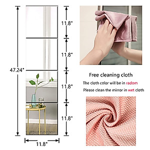 Full Body Wall Mirrors Tiles Stickers, 4pcs 12"x12" Acrylic Plexiglass Mirror Wall-Mounted Full Length Frameless Hanging Door Large Long Mirror Workout Gym Mirror for Walls Dorm Tile Self Adhesive