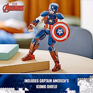 LEGO Marvel Captain America Construction Figure 76258 Buildable Marvel Action Figure, Posable Marvel Collectible with Attachable Shield for Play and Display, Avengers Toy for Boys and Girls Ages 8-12