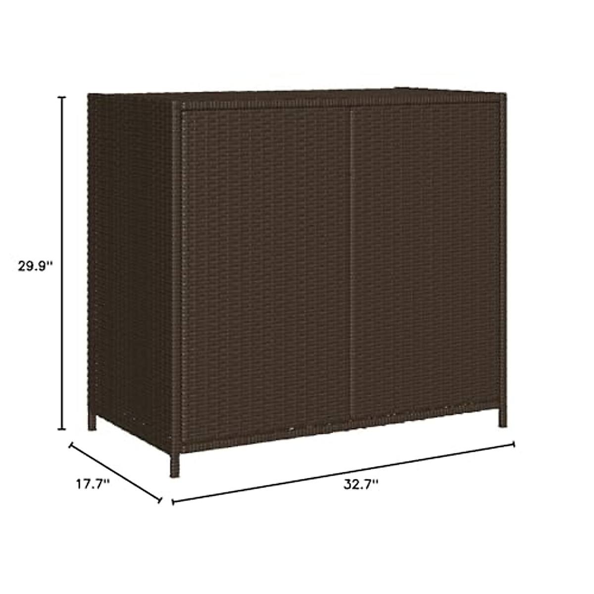 loibinfen Wicker Outdoor Storage Cabinet with Two Doors, Freestanding Outdoor Patio Storage Unit, Rattan Deck Box, Brown 32.7"x17.7"x29.9" Poly Rattan, -83