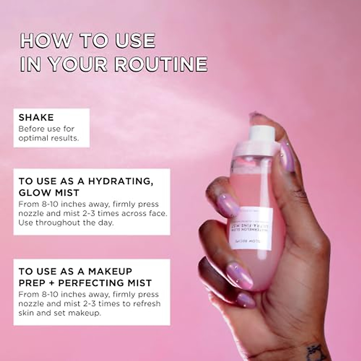 Glow Recipe Watermelon Glow Ultra-Fine Facial Mist Spray - Hyaluronic Acid Face Mist for Fresh + Glowing Skin - Hydrating Face Mist with Hibiscus AHA + Vitamin E - Watermelon Glow Face Spray (2.5 oz)