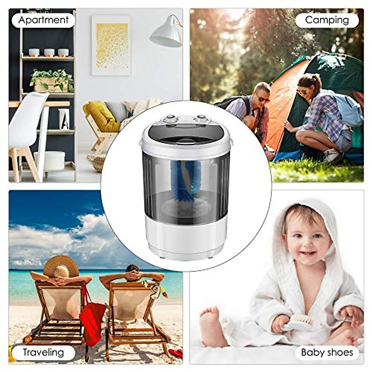 VOGOUS Portable Shoes Washing Machine Mini Portable Washing Machine Smart Lazy Automatic Shoes Washer Suitable for Apartments Camping Dorms Business Trip College Rooms
