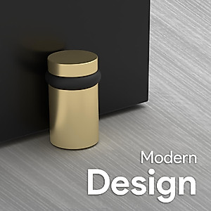 MEGA HANDLES Floor Door Stopper - Gold Door Stopper Quickly Installed Wall Protector, Wall Protectors from Door Knobs, Door Stop Floor Mount with mounting Hardware Included - Satin Brass - 2 Inch