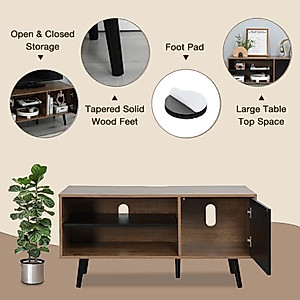 AVAWING 42 Inch TV Stand with Storage, Modern Media Console, Mid Century Modern TV Stand for Bedroom, Livng Room Entertainment Center, Rustic Brown