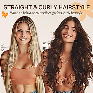 DOORES Balayage Dark Brown to Chestnut Brown Remy Clip-In Hair Extensions - 120g, 7pcs, 18 Inch