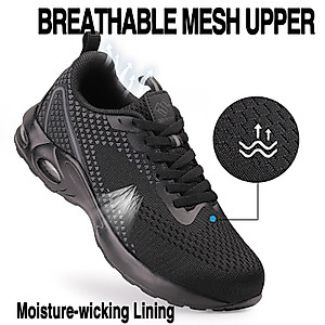 NIFOFISE Steel Toe Shoes for Women Safety Work Shoes Composite Toe Sneakers Slip Resistant Blk 38.5