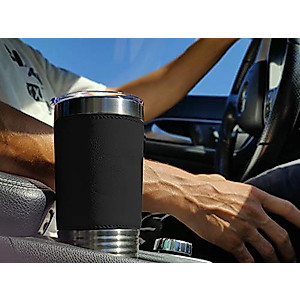 LaserGram 20oz Vacuum Insulated Tumbler Mug, Horse Hurdles, Personalized Engraving Included (Faux Leather, Black)