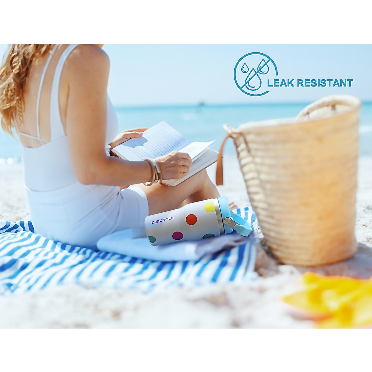 DLOCCOLD 20 oz Stainless Steel Tumbler with Flip Straw & Handle, Insulated Double Walled kids Water Bottle, Leak Proof, Reusable Cup 2-in-1 Straw & Sip Lid, Cupholder Friendly