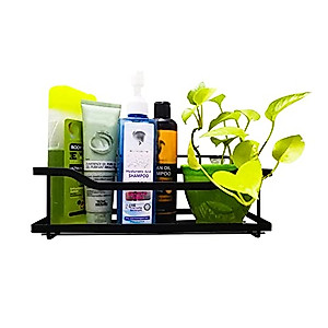 RIGEL STAR Shower Caddy with Soap Dish + 4Hooks, Adhesive Organizer, No Drilling Shelf, Rustproof Stainless Steel Rack With Soap Dish for Bathroom and Kitchen Storage, Matte Black