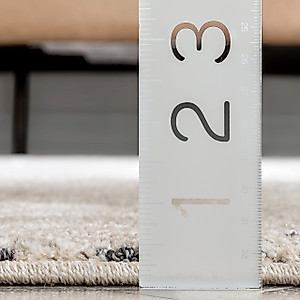 Well Woven Ezio Beige Tribal Geometric Distressed High-Lo Pile Area Rug 8x10 (7'10" x 10'6")