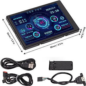 GOWENIC 3.5in Mini IPS Screen, Portable USB C AIDA64 CPU RAM Data Monitor Computer Temperature Display PC Sensor Panel Display, 360° Rotation, Only Support for Windows System