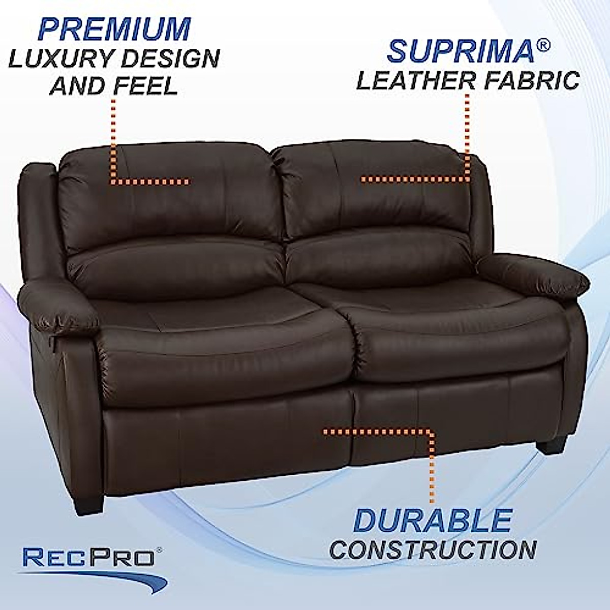 RecPro Charles Collection | 65" RV Hide A Bed Loveseat | Memory Foam Mattress | RV Sleeper Sofa | Pull Out Couch | RV Furniture | RV Loveseat | RV Living Room (Slideout) Furniture | Chestnut