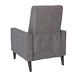 Flash Furniture Ezra Pushback Recliner - Mid-Century Modern Gray Fabric Upholstery - Button Tufted Back - Residential & Commercial Use Grey