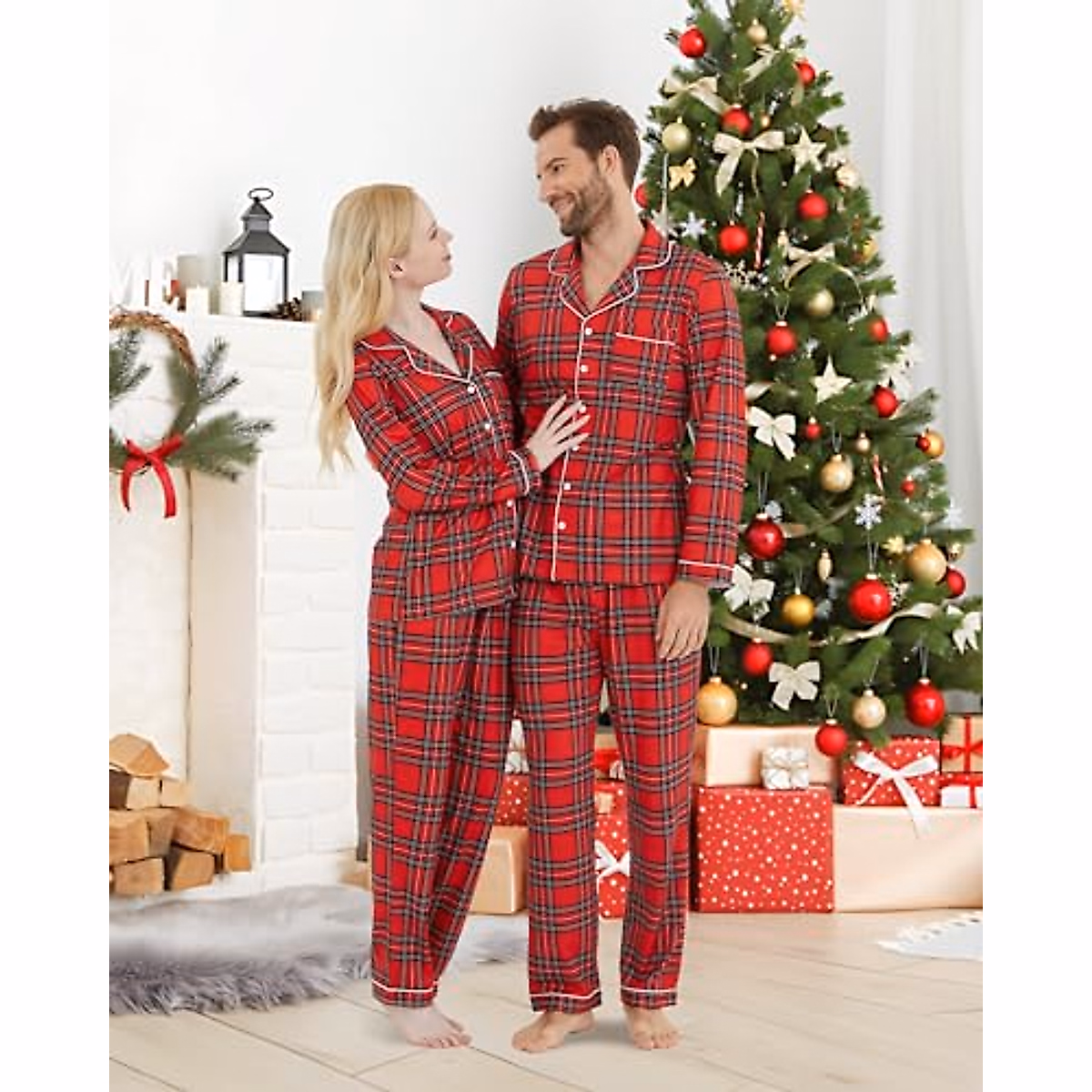 DAUGHTER QUEEN Family Christmas Pjs matching Sets Plaid Christmas Pajamas Women Xmas Jammies Couples Holiday Pj Ladies Soft Comfy Clothes Sleepwear Outfits Medium M