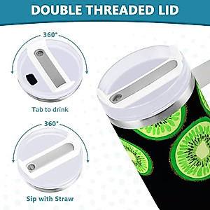 RPLIFE Sliced Kiwis Vibrant Green Tumbler with Handle and Straw, Stainless Steel Bottle, Cup with Lid and Straw