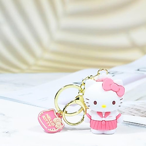 GGJQQDM Cute Kitten Kawaii Keychain Silicone Cute Keychain Accessories Anime Keychains for Girls and Women (D)