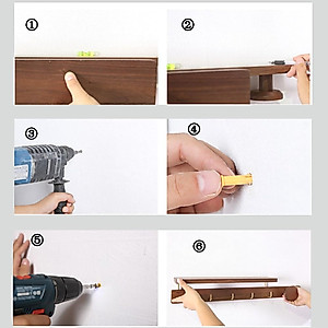 BBAUER Coat Hooks with Shelf, Walnut Wood, Wooden Creative Entryway Wardrobe Bedroom Wall Hooks, Wall-Mounted Coat Rack (19.7″/50cm, 27.6″/70cm) (Color : 50 * 11 * 11cm/19.7 * 4.3 * 4.3in)