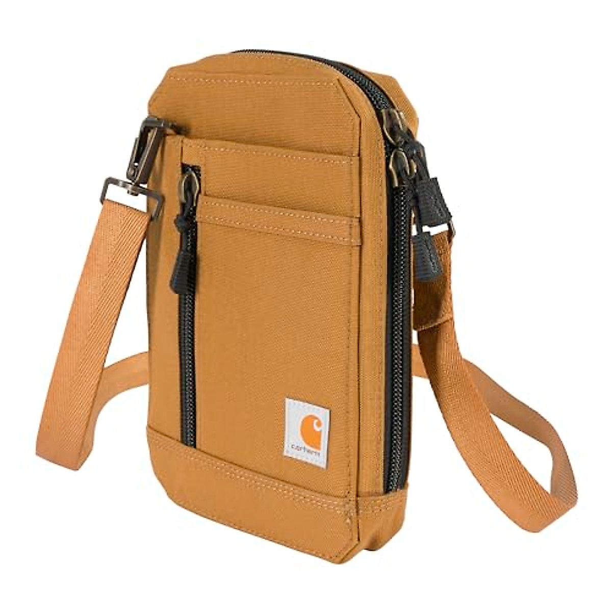 Carhartt Nylon Duck, Water Resistant Wallet with Adjustable Crossbody Strap, Brown