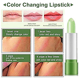2 Pack Aloe Vera Lipstick, Firstfly Long Lasting Nutritious Lip Balm Lips Moisturizer Magic Temperature Color Change Lip Gloss (Green)