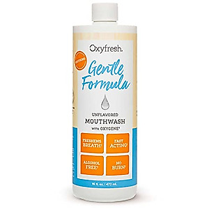 Oxyfresh Gentle Formula Unflavored Mouthwash – Perfect for Ultra Sensitive Gums & Teeth – No Mint, Zero Alcohol, Flavor Free – Fresh Breath. 16 oz.