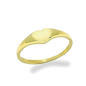 DoubleAccent 14K Gold Ring Plain Heart Yellow Gold Ring Size 2 To 5