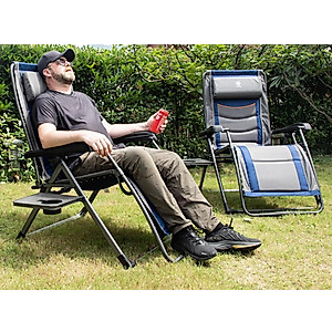 EVER ADVANCED Oversize XL Zero Gravity Recliner Padded Patio Lounger Chair with Adjustable Headrest Support 350lbs, Blue