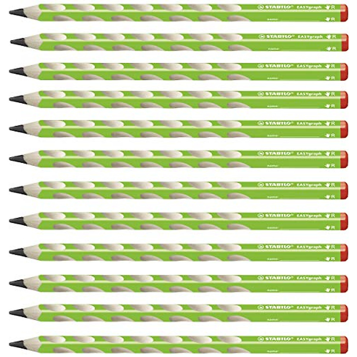 STABILO Handwriting Pencil EASYgraph - Right-Handed - Green - Pack of 12 - HB