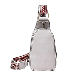 sibewora Women's Chest Bag Shoulder Bag Crossbody Bag Sling Bag PU Leather Satchel Daypack for Lady Traveling Shopping(Grey)