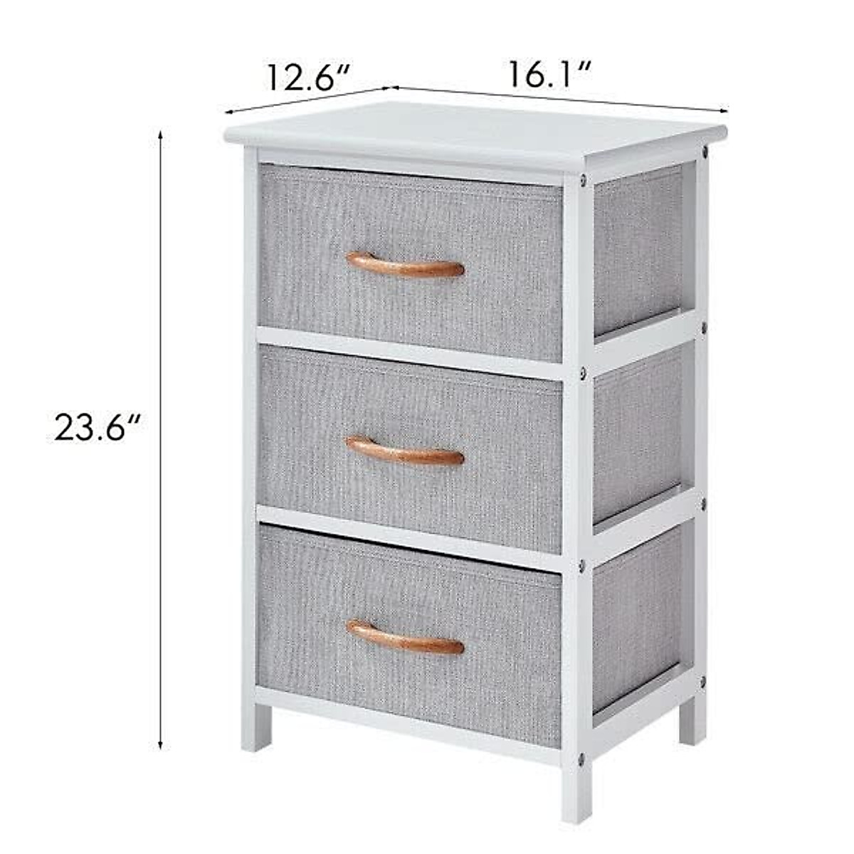 MAXCBD Nightstand Bedside Table Drawer Cabinet Storage Dresser Nightstand 3 Drawer Fabric Wooden Organizer Bedside Shelf Cabinet Stylish Design Removable Foldable Drawers Storage Tower Dresser