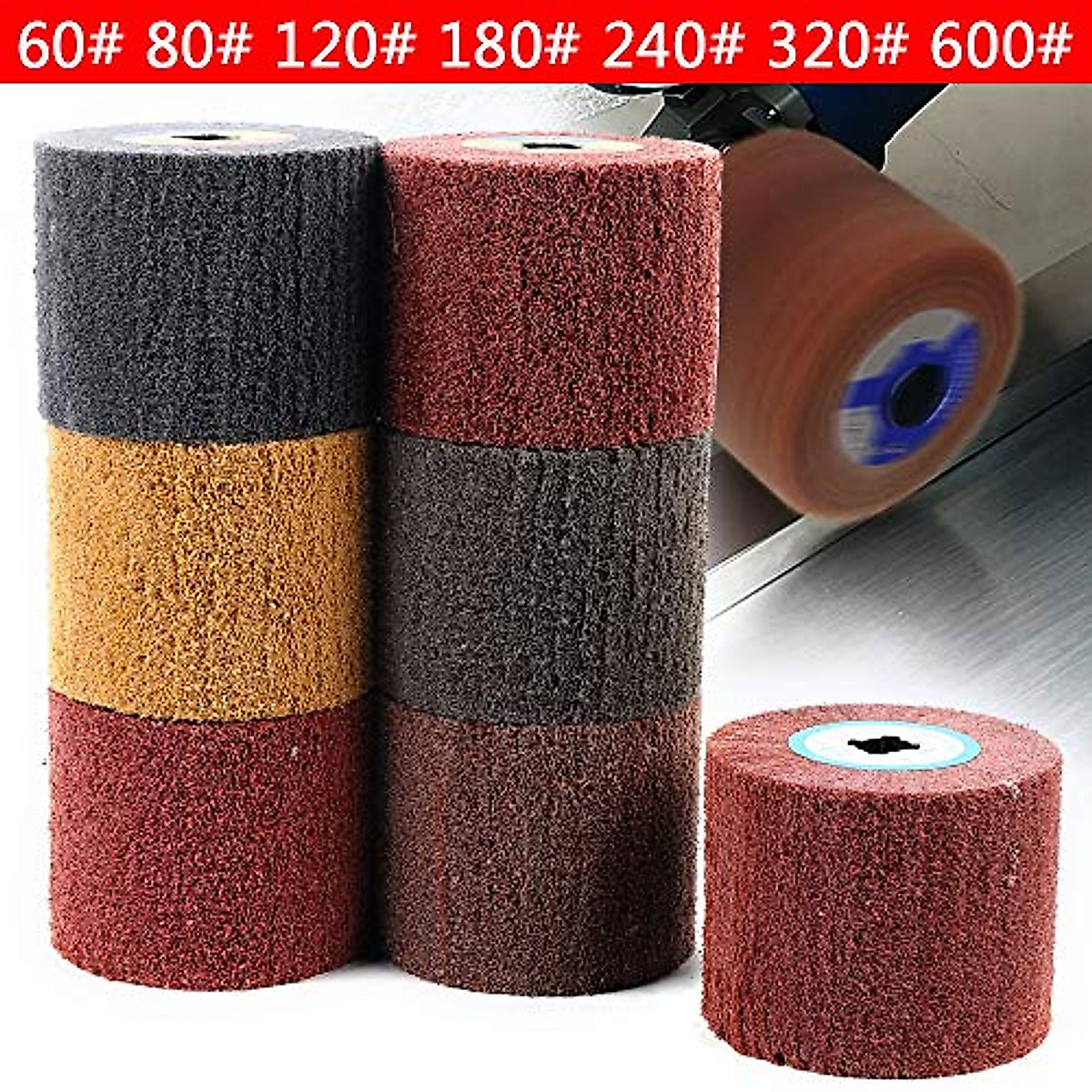 Polishing Burnishing Wheel Abrasive Polishing Flap Burnishing Wheel Wire Drawing Metal Iron Aluminum Polishing Wheel for Burnishing Machine Polisher Sander Grit 60# 80# 120# 180# (Style 1)
