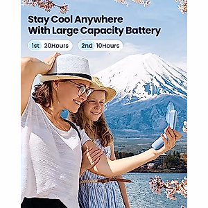 Gaiatop Portable Handheld Fan, Foldable Small Fan, Mini Hand Held Fan with USB Rechargeable 2000mAh Battery, Eyelash Fan for Girls, Travel For Women, Outdoor (Sky Blue)