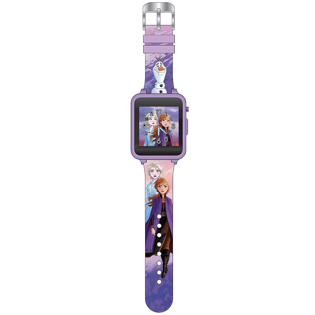 Accutime Kids Disney Frozen Anna Elsa Purple Educational Touchscreen Smart Watch Toy for Girls, Boys, Toddlers - Selfie Cam, Learning Games, Alarm, Calculator, Pedometer & More (Model: FZN4672AZ)