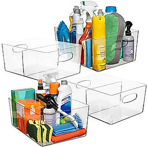 ClearSpace Plastic Storage Bins with Divider – Perfect Kitchen Organization or Pantry Storage – Fridge Organizer, Pantry Organization and Storage Bins, Cabinet Organizers