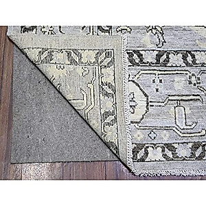 Shahbanu Rugs Silver Gray Afghan Angora Oushak with All Over Pattern Natural Dyes Soft Wool Hand Knotted Oriental Rug (8'1"x10'10")