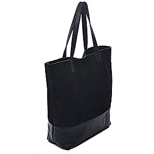 Carla Mancini 'Keira' Designer Tote Bag in Black and Metallic Black Italian Nappa Leather Made in America