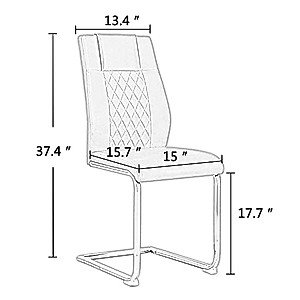 BAOPIN Dining Chairs Set of 2,Dining Room Side Chairs, Kitchen Chairs with Faux Leather Padded Seat High Back and Sturdy Chrome Legs, Chairs Kitchen/Living Room/Leisure,Black