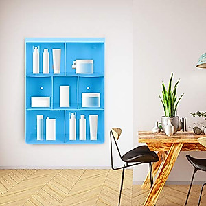DOITOOL Wall Mounted Shelves Floating Shelves Wall Mounted Plastic Non Drilling Adhesive Bathroom Organizer Ledge Shelf Rack for Bedroom Living Room Bathroom Office (Blue) Wall Mounted Shelf