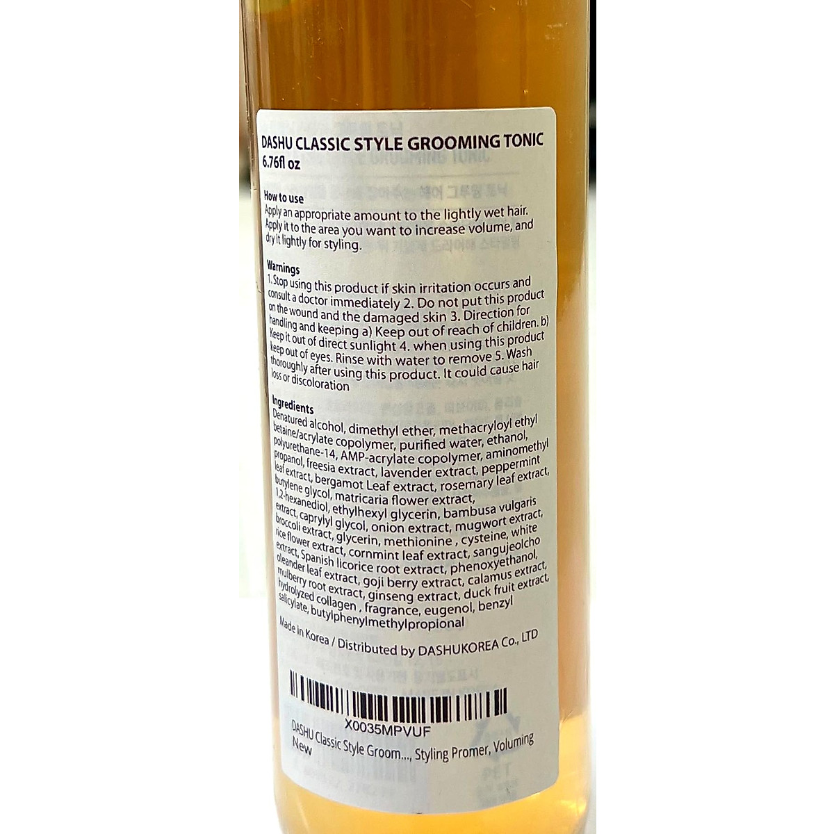 DASHU Classic Style Grooming Tonic - Korean Hair Tonic for Men w/Baobab Seed Oil, Phyto Zein & ABIL ME 45 MB - Lightweight Hair Styling - Volumizing Hair Serum - Scented Hair Scalp Oil (6.76 fl oz)