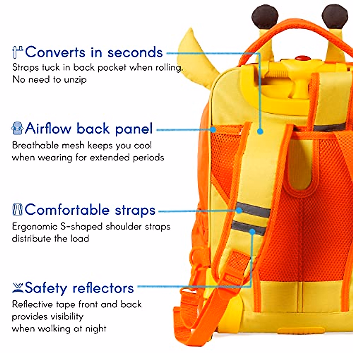 TWISE SIDE-KICK SCHOOL, TRAVEL ROLLING BACKPACK FOR KIDS AND TODDLERS (GIRAFFE)