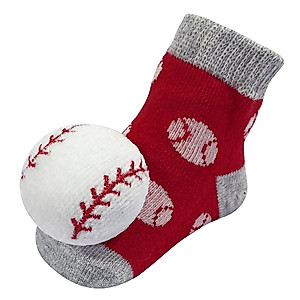 PUPPET Baby Boy Rattle Socks for 0-6 Months Sports Themed Set Baseball Rugby Basketball
