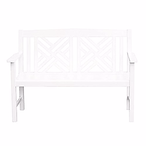 Achla Designs Fretwork Garden, 4 ft White Bench, 48-in L