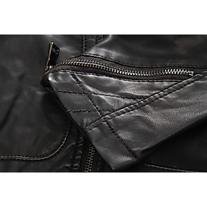 LJYH Boys' Faux Soft Leather Jackets Children Biker Outerwear Coats Black 5/6yrs