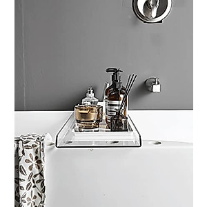 whillar Acrylic Bathtub Tray Caddy, Clear Bath Tub Tray, Bathtub Caddy Shelf Table Across Rack, Luxury Bath Accessory for Bathtub (31.2inch)