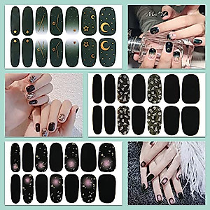 WOKOTO 12 Sheets 168 Pieces Black Nail Polish Stickers Full Nail Wraps for Women Nails Black Gradient Marble Design Gel Nail Strips Stick On Nail Polish Strips Full Nail Stickers Gel Nail Wraps