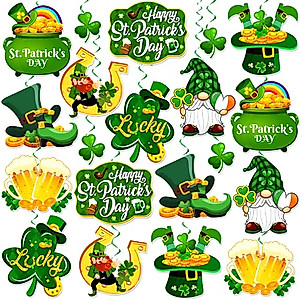 36 Pcs Saint Patricks Day Decorations Hanging Swirls, NO-DIY St Patrick's Day Decorations, St Patricks Day Decorations Whirls Glitter Foil Ceiling Swirls, St Patricks Day Decorations For Office