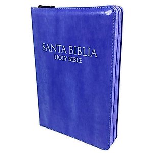 Biblia Bilingue Reina Valera 1960 King James Version KJV Imitacion Piel Morado Con Indice Zipper