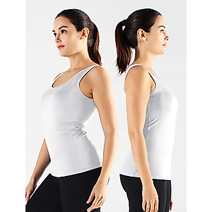 NELEUS Women's 3 Pack Running Compression Tank Top with Bra,8087,black/grey/white,X-Large