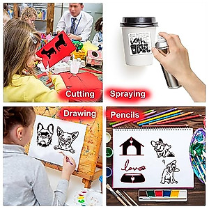 65 Pieces Dog Stencils for Painting on Wood, Dog Paw Print Stencils Reusable Love Dog Painting Stencil Templates for DIY Crafts Scrapbooks Wood Home Supplies (Dog)