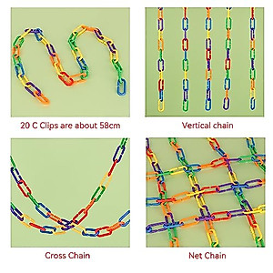 Sugar Glider Toys, Hanging Sugar Glider Cage Accessories Pet Swing Toy, 250 PCS Plastic C Clips Hook Chain Links Toy Rope Perch