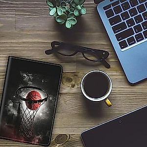 BFSEROBJ Case for All-New Fire 7 Tablet Case 7" 12th Generation 2022 Release Lightweight Smart Case PU Leather Adjustable Stand Protective Cover with Auto Wake/Sleep - Basketball in Galaxy