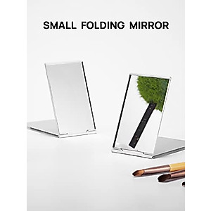 MIRRORNOVA Portable Folding Mirror, Ultra-Slim Durable Makeup Tabletop Mirror for Travel with Aluminum Shell, Mini Size, 3.3''